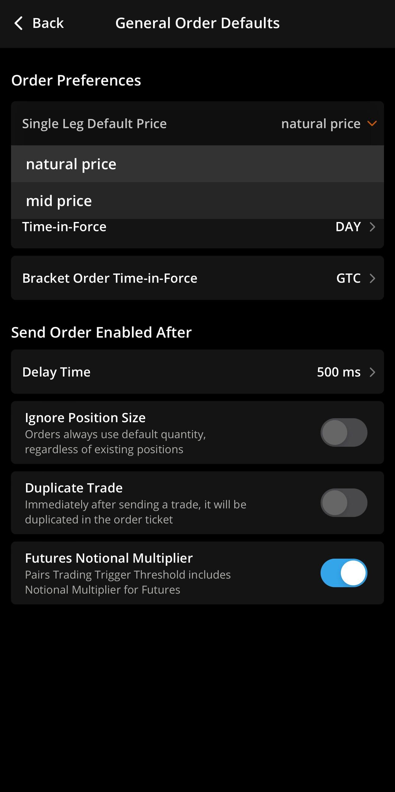 Setting a default order quantity in tastytrade