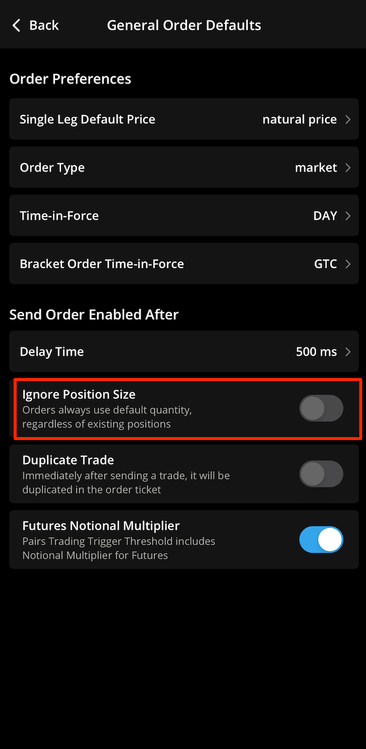 Orders Ignore Position Size, Always Use Default Quantity Setting