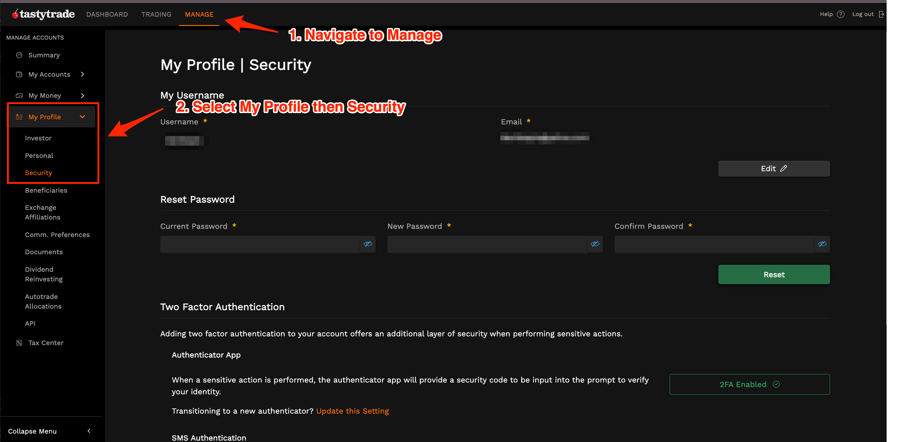 How to change and view your tastytrade security question