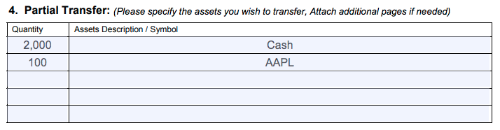 Account Transfer Paper Form Instructions