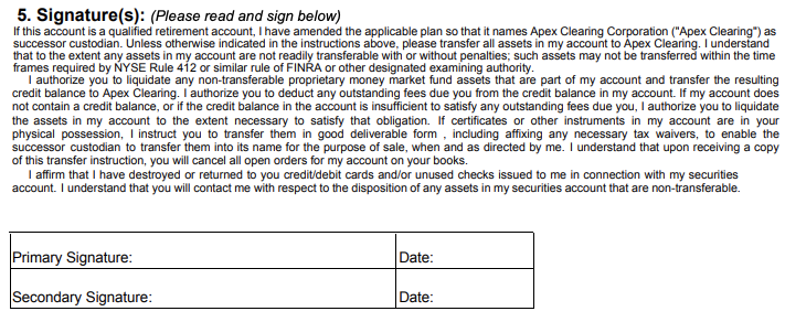 Account Transfer Paper Form Instructions