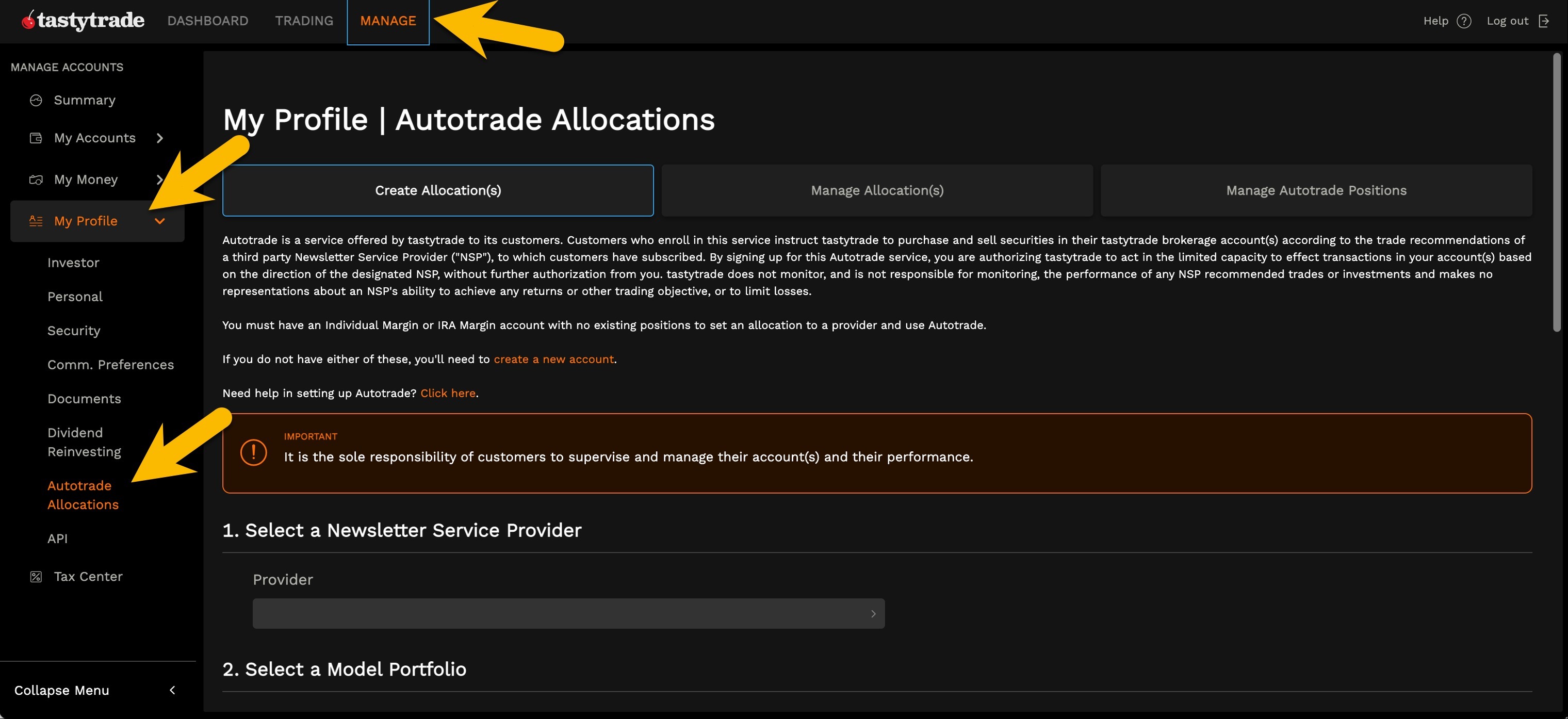 Setting up Autotrade (Per Trade) at tastytrade