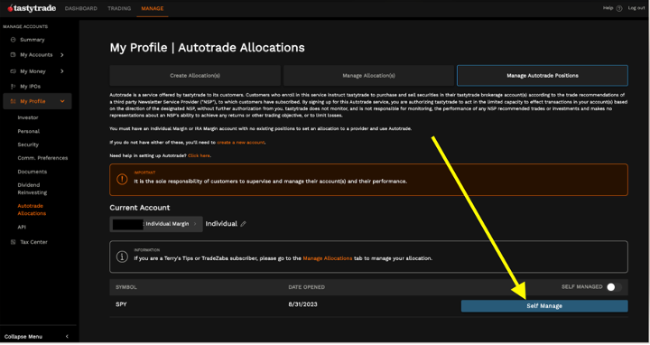 Setting up Autotrade (Per Trade) at tastytrade