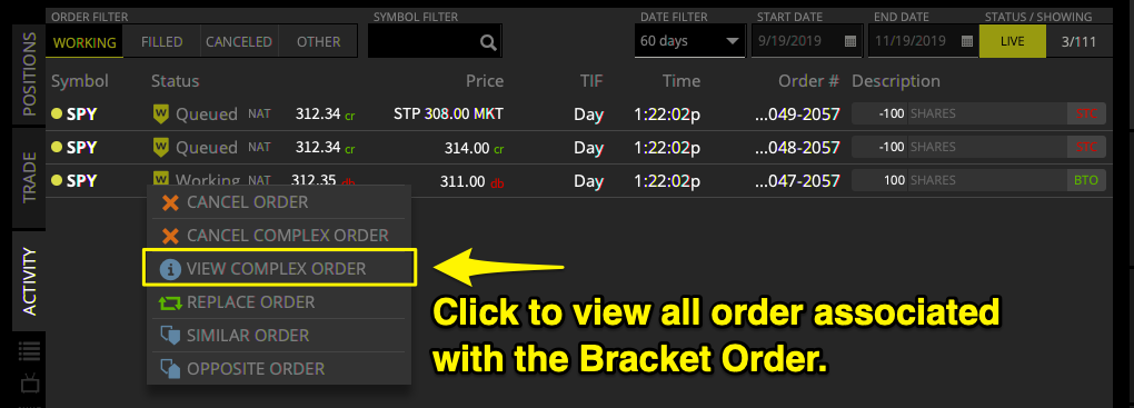 How to set up a bracket order (OCO & OTOCO)