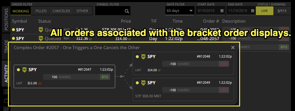 How to set up a bracket order (OCO & OTOCO)