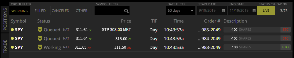 How to set up a bracket order (OCO & OTOCO)