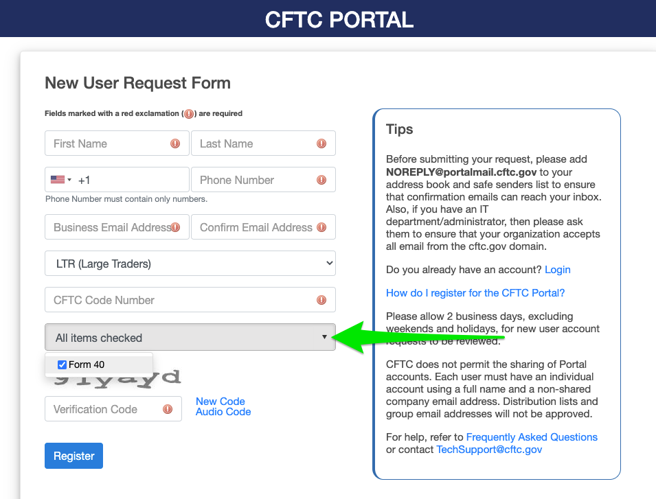 CFTC Form 40 Large Trader Disclosure