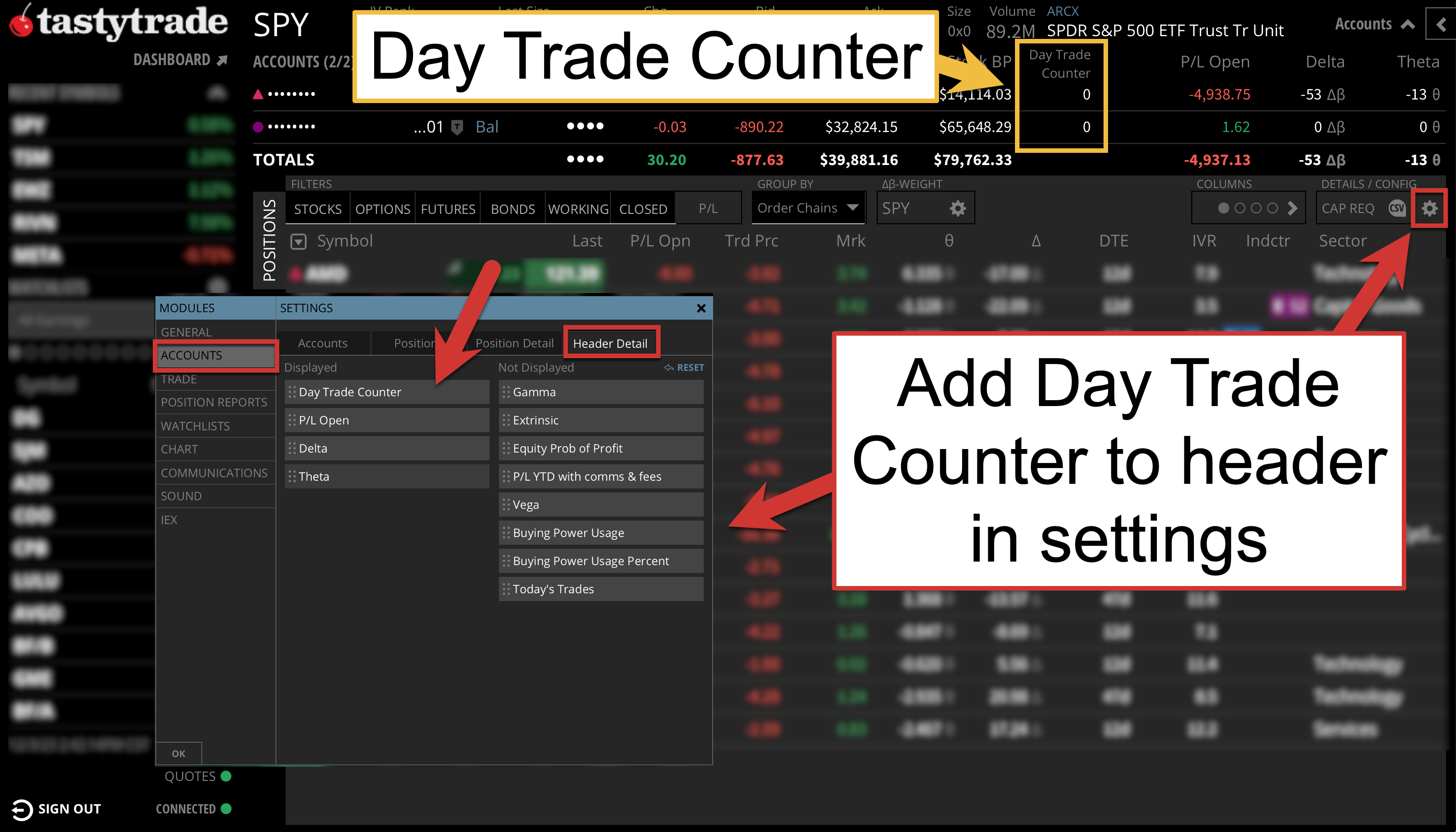 How do I know how many day trades I've done at tastytrade?