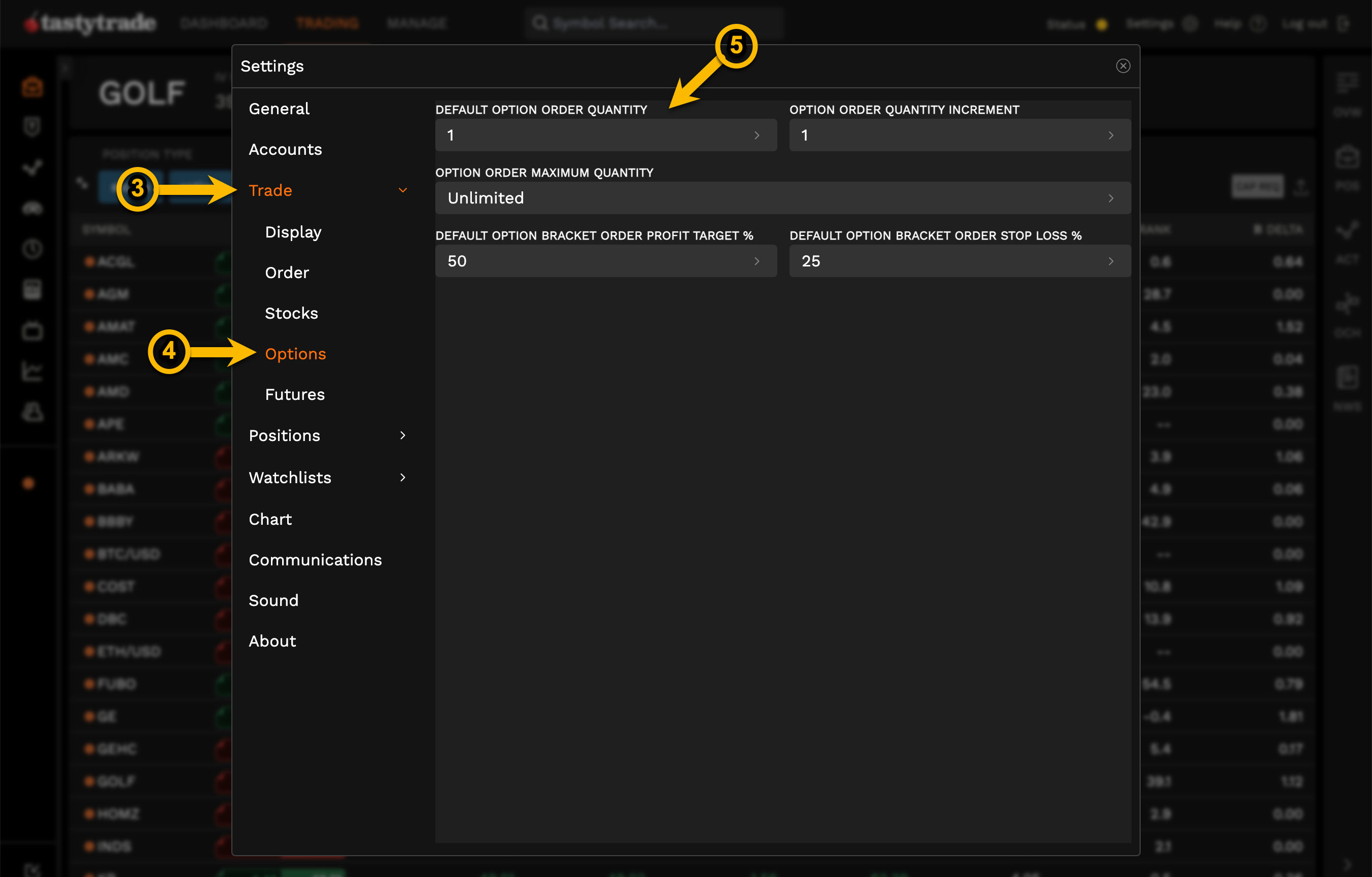 Setting a Default Order Quantity at tastytrade