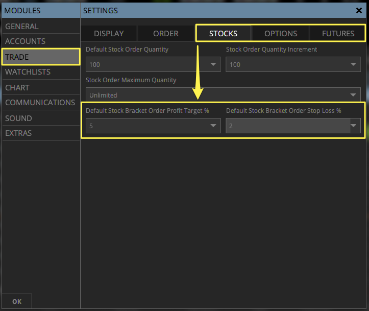 How to set up a bracket order (OCO & OTOCO)