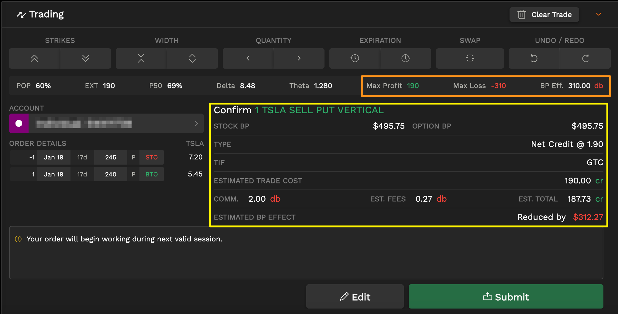 Viewing Trade Details in tastyworks