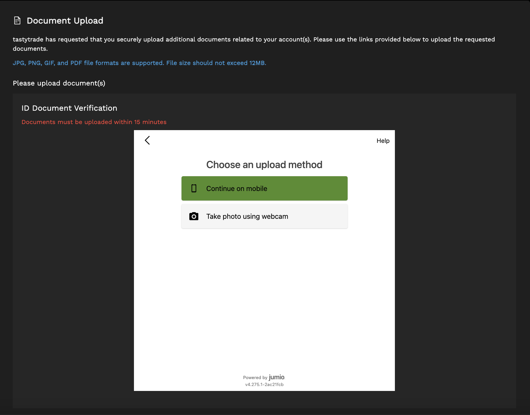Uploading Account Documents to tastytrade