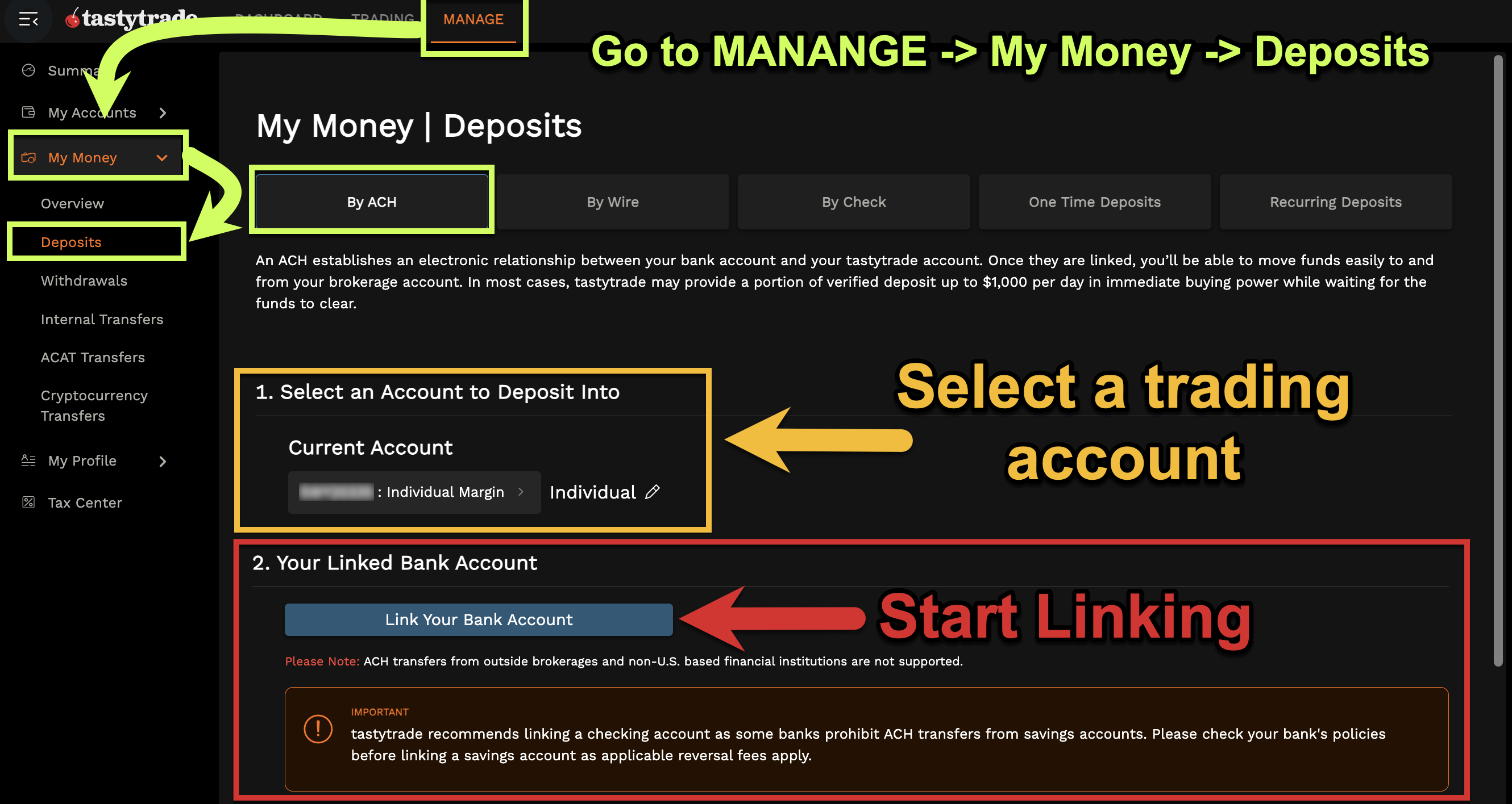 Link a Bank Account to tastytrade