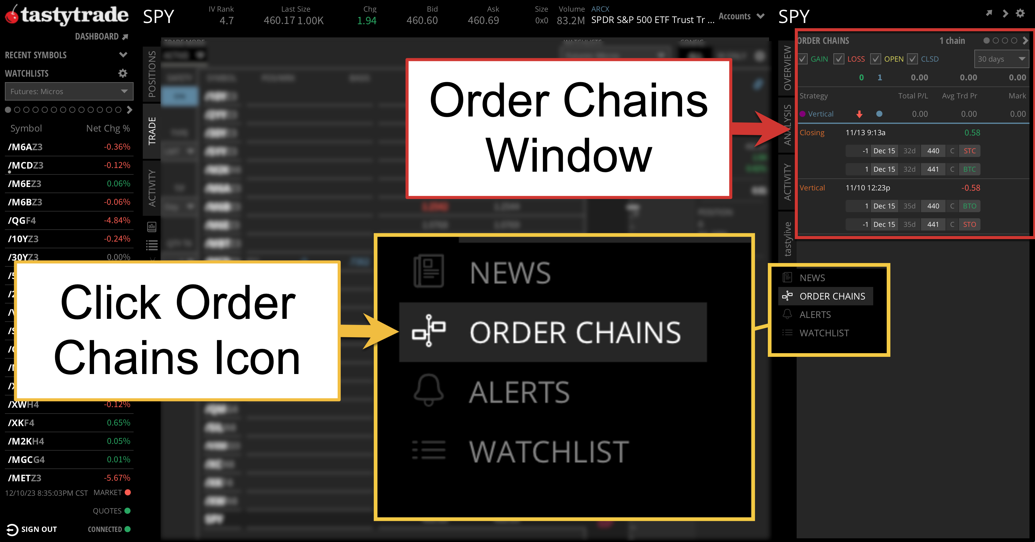 Tracking Options Trades with Order Chains on tastytrade