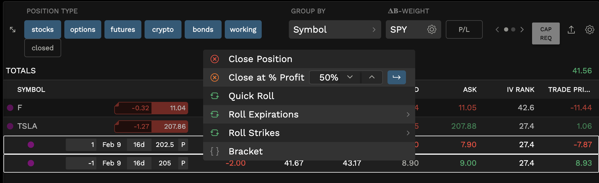 Closing an Options Position in tastytrade