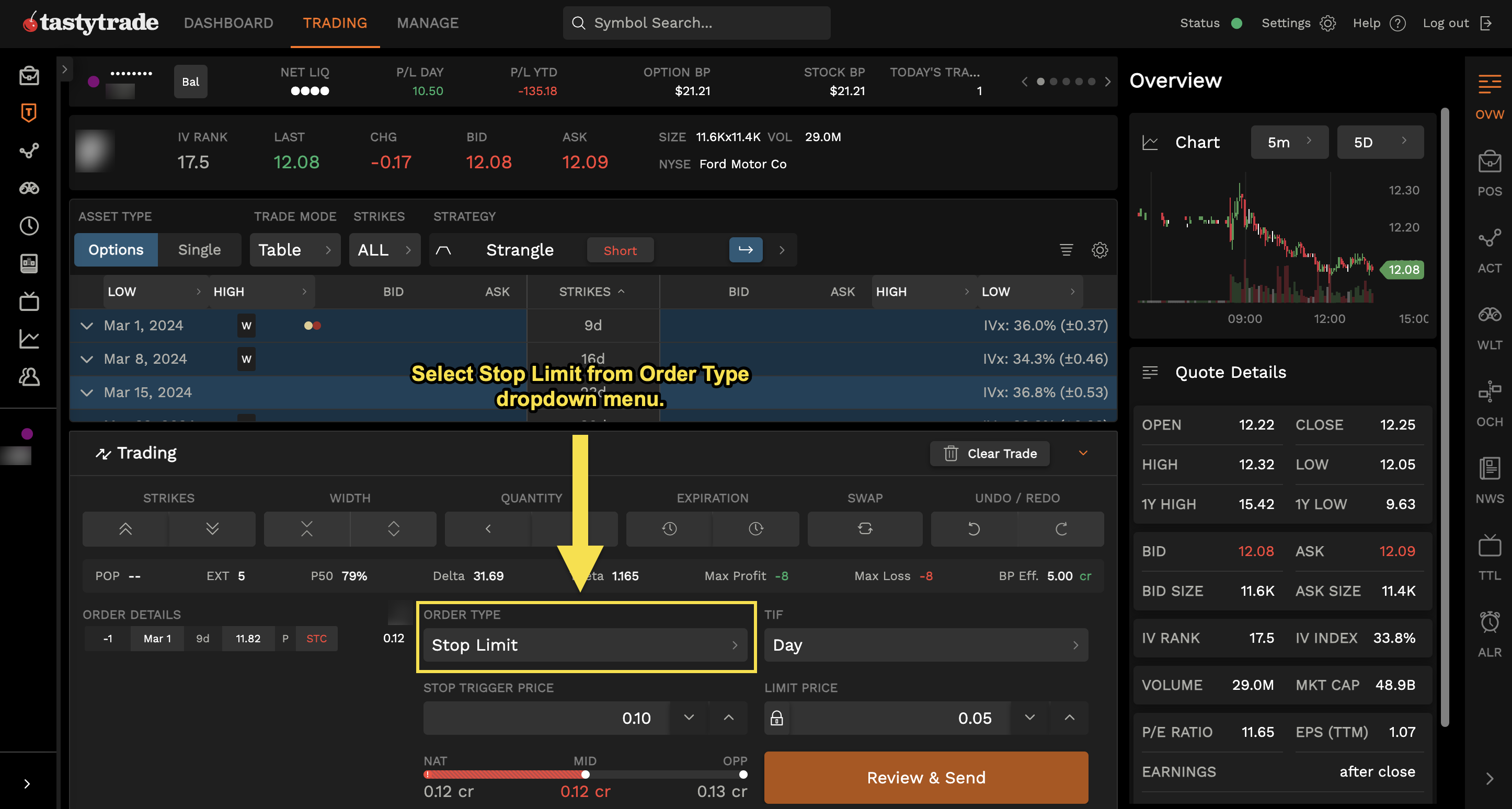 How to set up a stop order on tastytrade