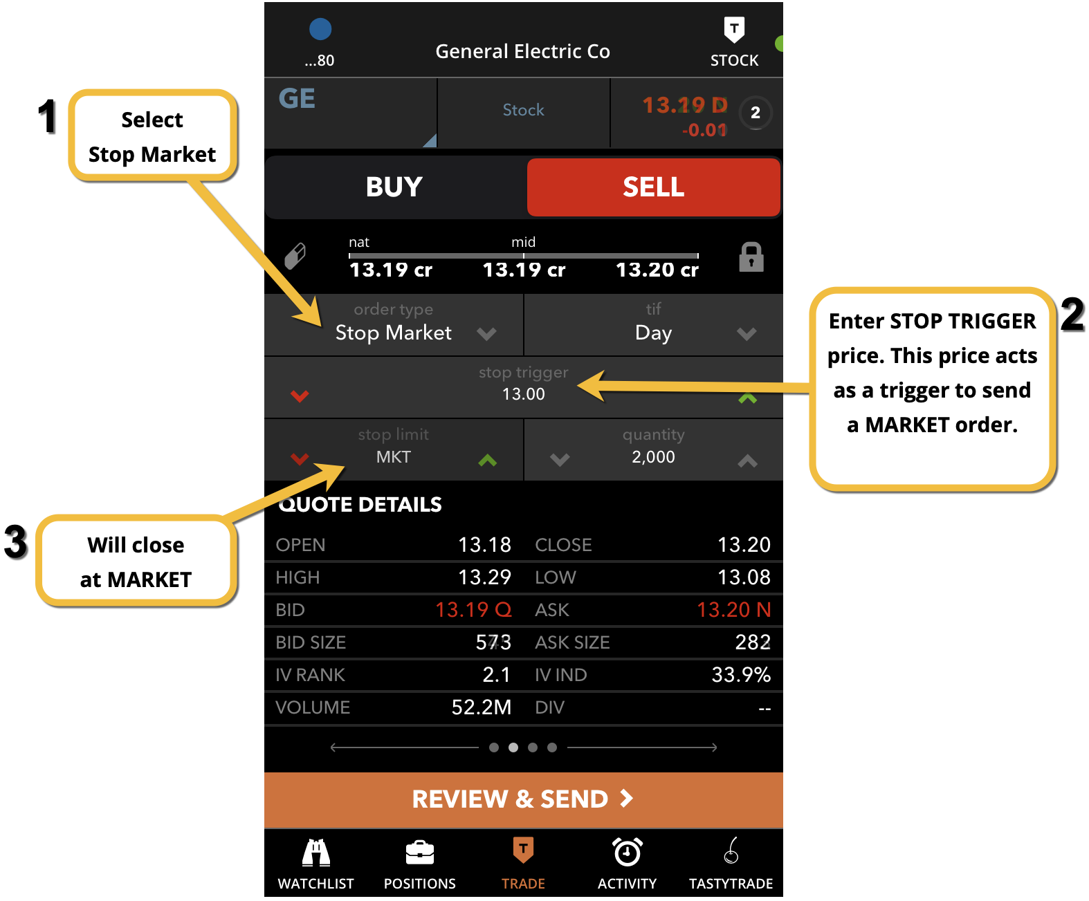 How to set up a stop order on tastytrade