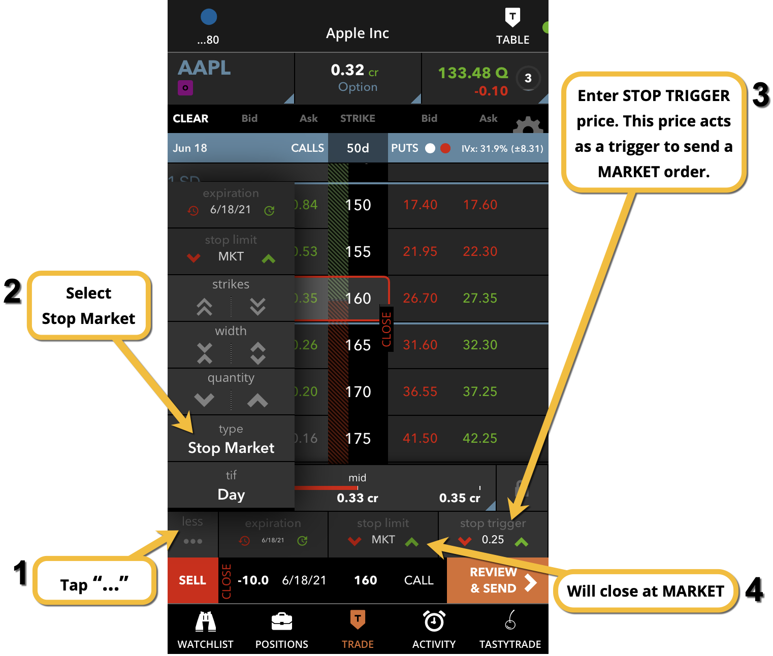 How to set up a stop order on tastytrade