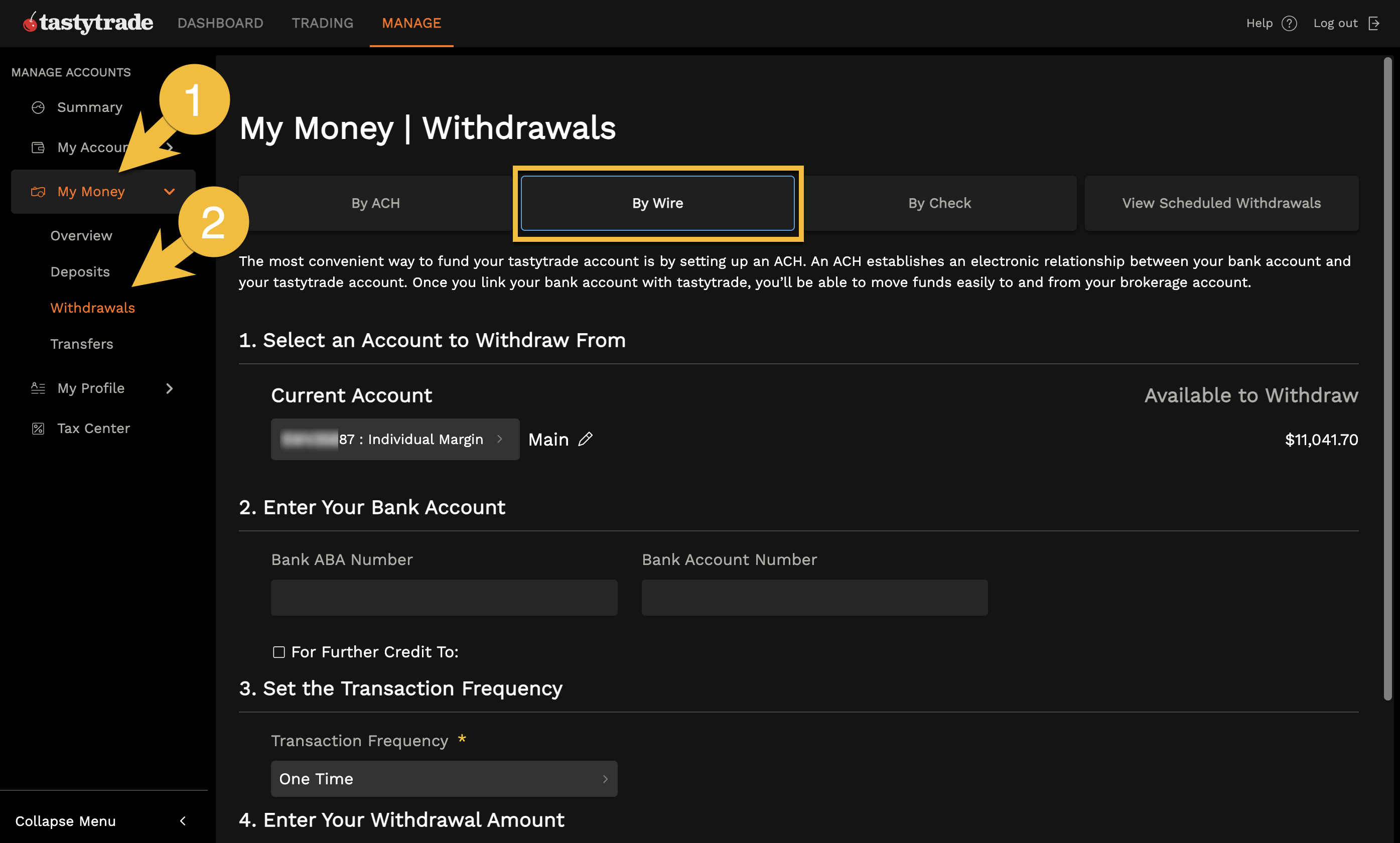 Wire Withdrawal Instructions