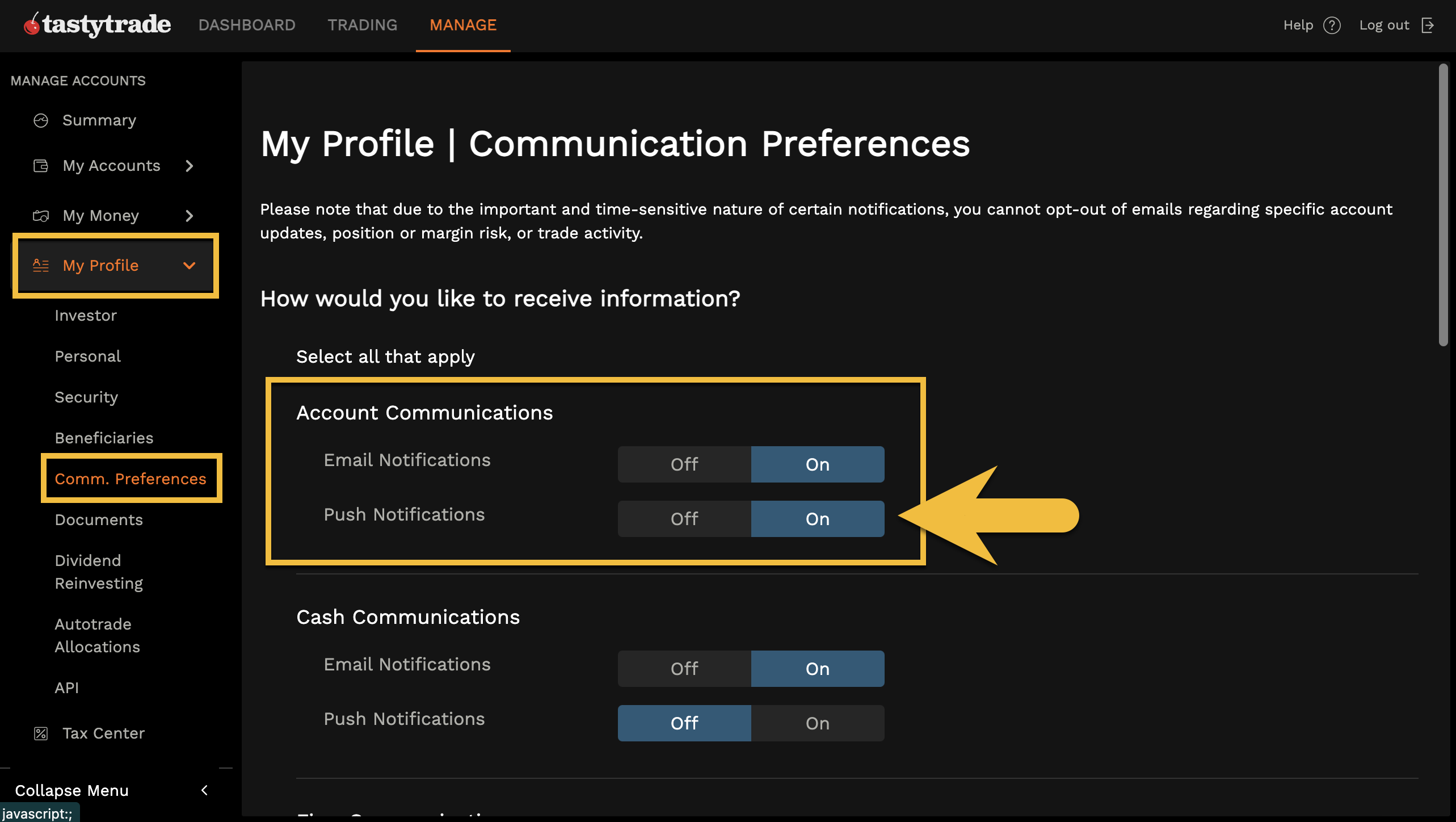 Trading Alerts at tastytrade