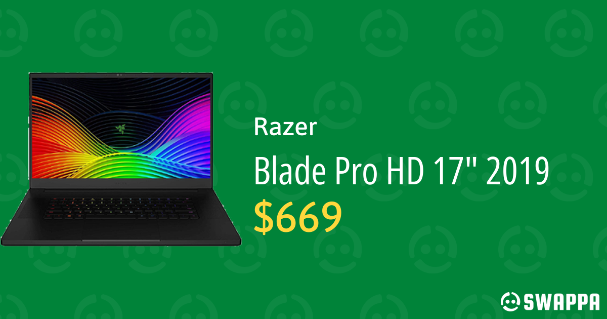 Razer Blade Pro HD 17" 2019 - I7, Black, 512GB, 16GB - LYGN61845 - Swappa