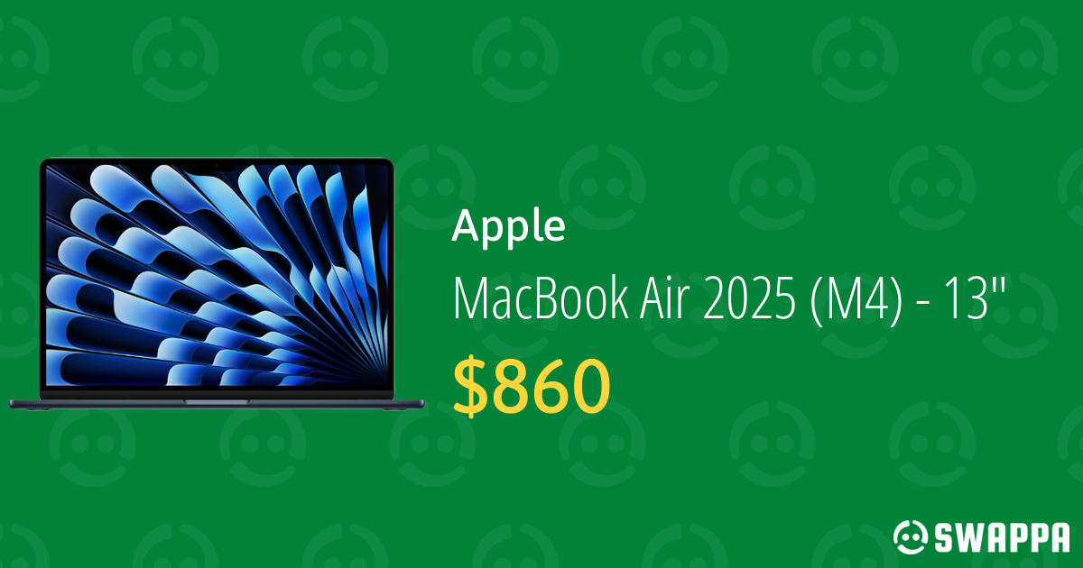 MacBook Air 2025 (M4) - 13" - Apple M4, Midnight, 256GB, 16GB ...