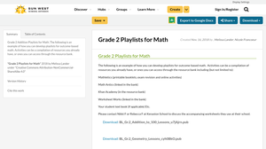 Grade 2 Playlists for Math | Resource Bank