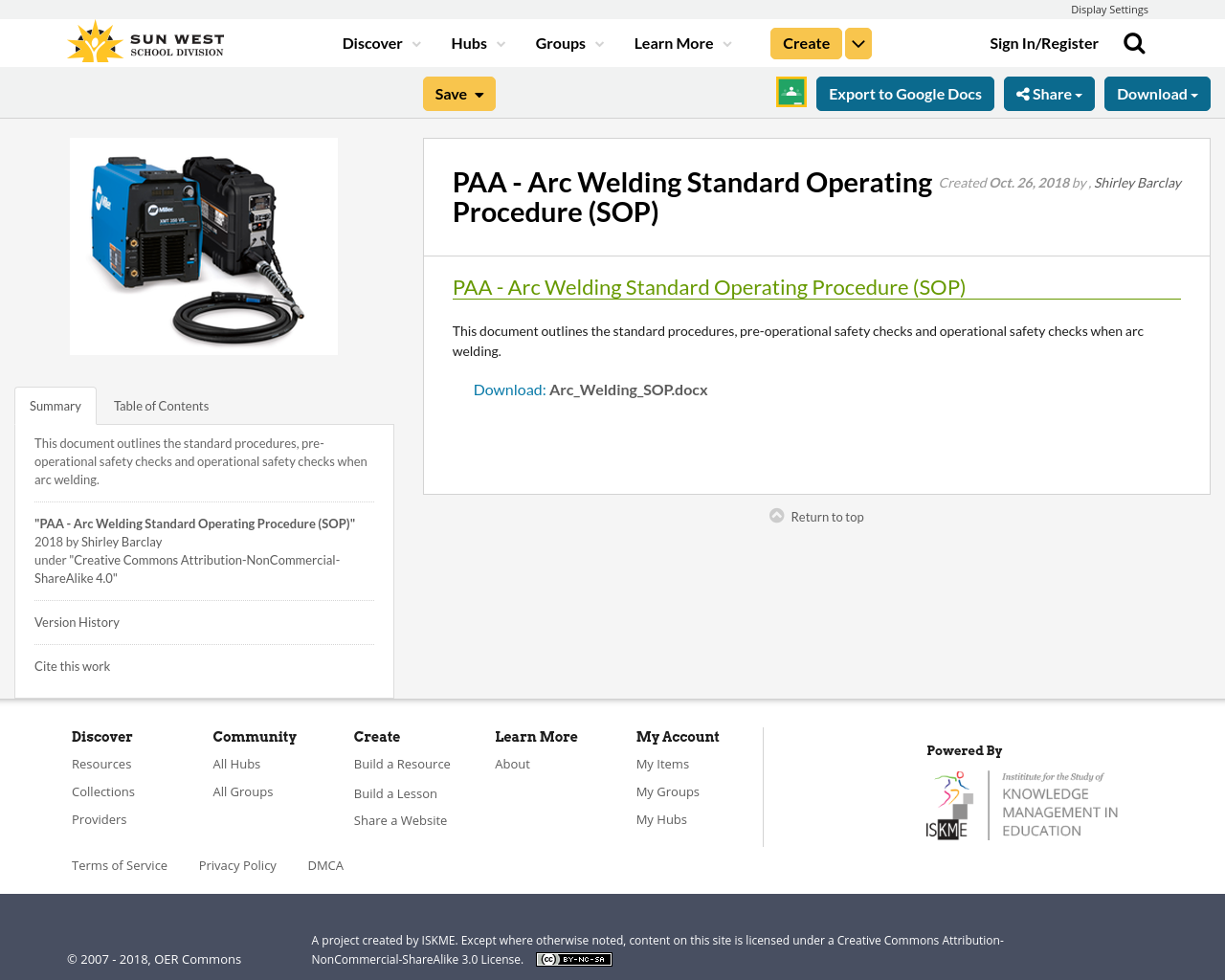 PAA - Arc Welding Standard Operating Procedure (SOP) | Resource Bank