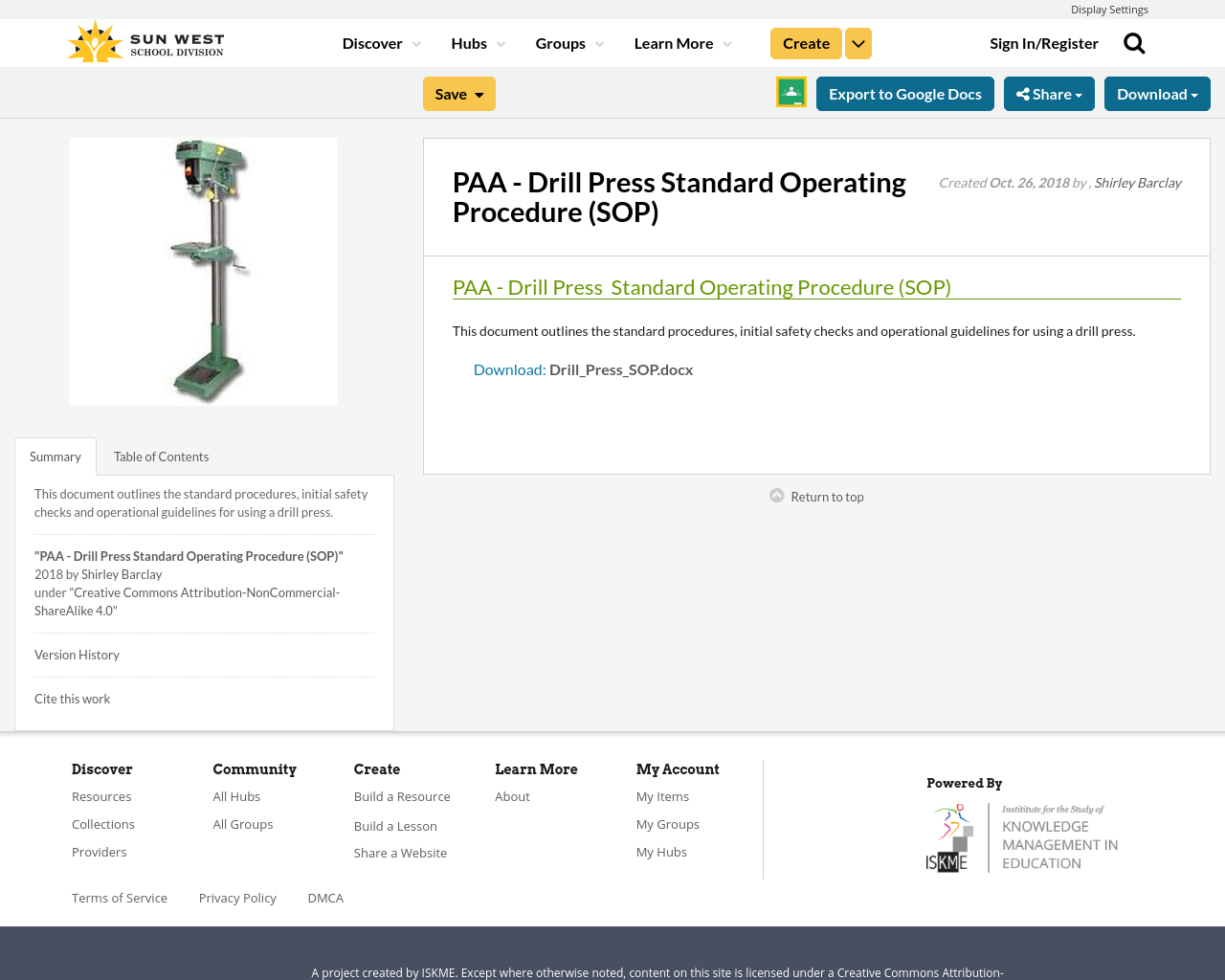 PAA - Drill Press Standard Operating Procedure (SOP) | Resource Bank
