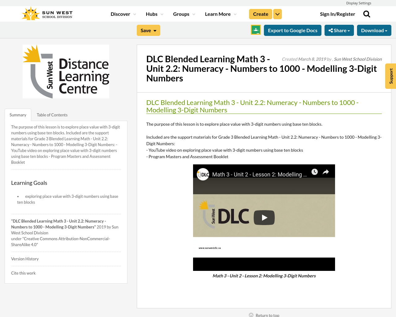 DLC Blended Learning Math 3 Unit 2 2 Numeracy Numbers To 1000 