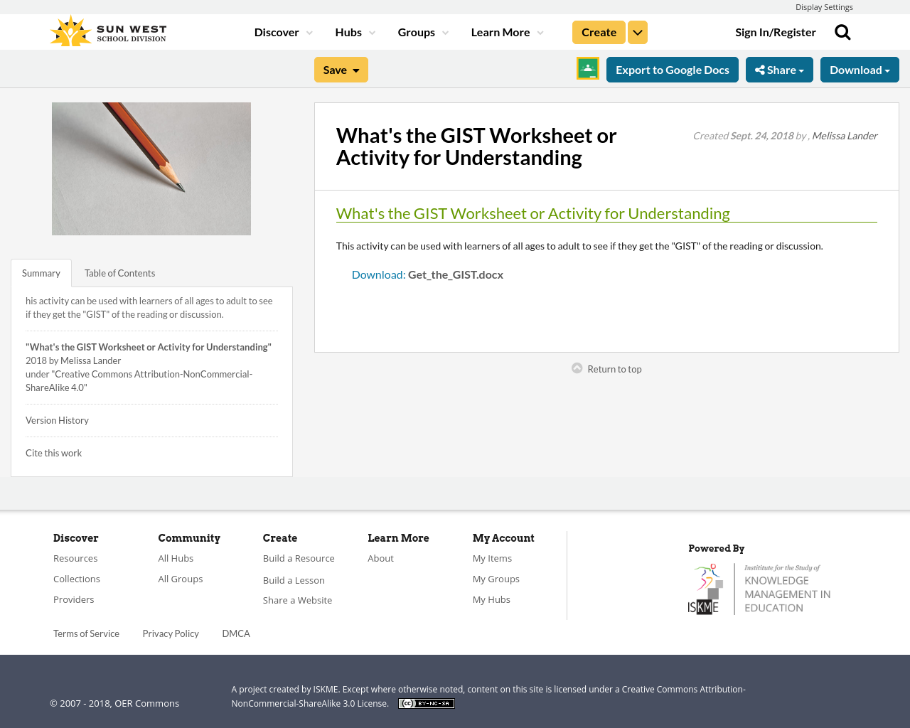 What's the GIST Worksheet or Activity for Understanding | Resource Bank
