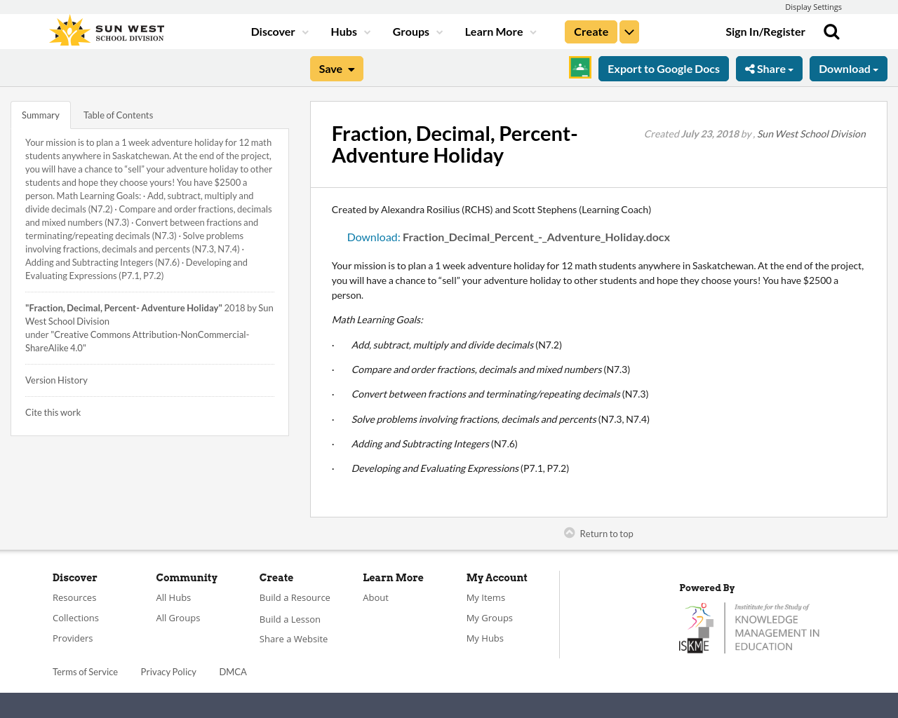 Fraction, Decimal, Percent- Adventure Holiday | Resource Bank