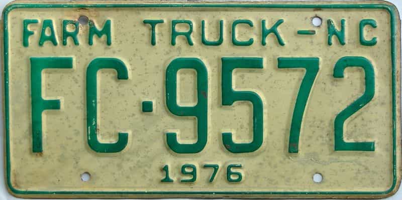 1976 North Carolina (Farm Truck) (#10742) for sale - The Tag Dr. Store