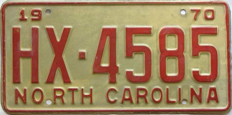 1970 North Carolina (#11217) for sale - The Tag Dr. Store