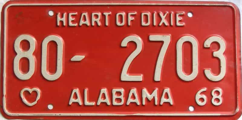 1968 Alabama (#14113) for sale - The Tag Dr. Store