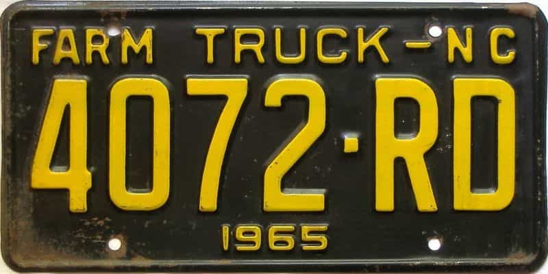1965 North Carolina (Farm Truck) (#14506) for sale - The Tag Dr. Store