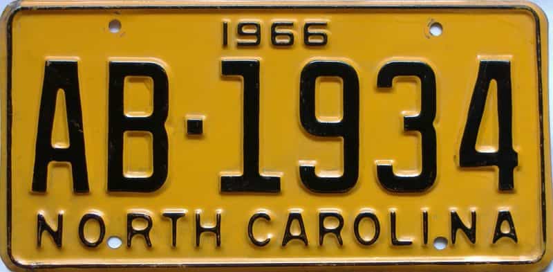 1966 North Carolina (#15742) for sale - The Tag Dr. Store