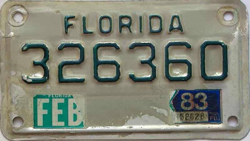 1983 Florida (Motorcycle) (#16599) for sale - The Tag Dr. Store