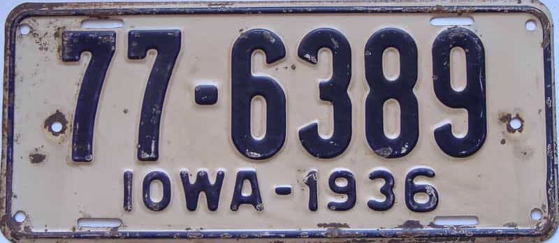 1936 Iowa (Single) (#17278) for sale - The Tag Dr. Store