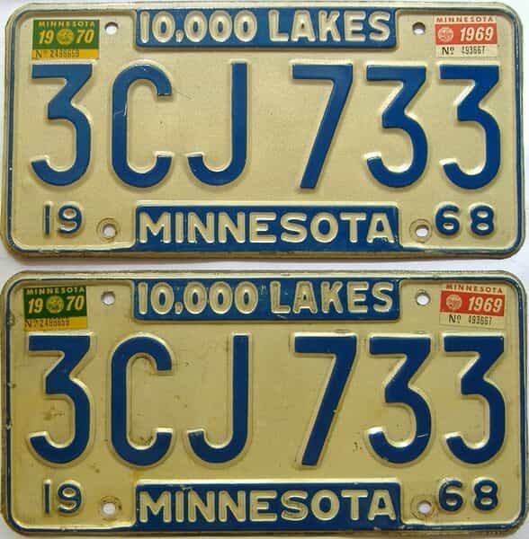 1970 Minnesota (Pair) (#18451) for sale - The Tag Dr. Store