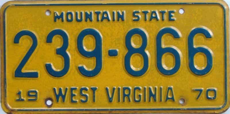 1970 West Virginia (#7474) for sale - The Tag Dr. Store