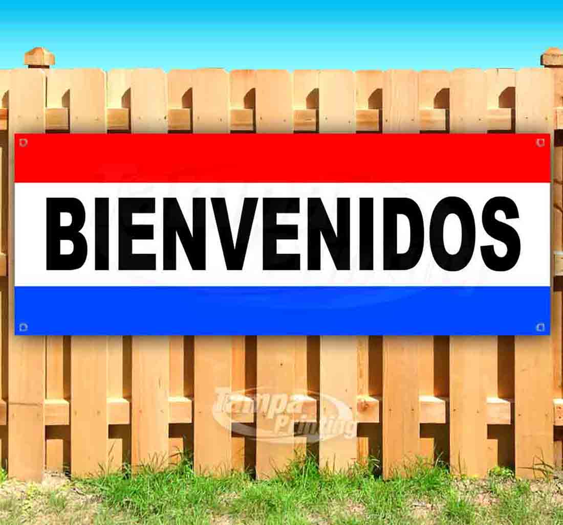 Bienvenidos 13 oz Vinyl Banner With Metal Grommets - Walmart.com