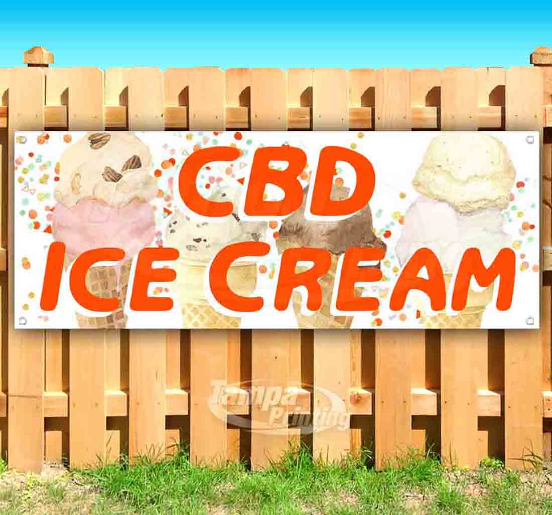 CBD Ice Cream 13 Oz Banner | Non-Fabric | Heavy-Duty Vinyl Single-Sided ...
