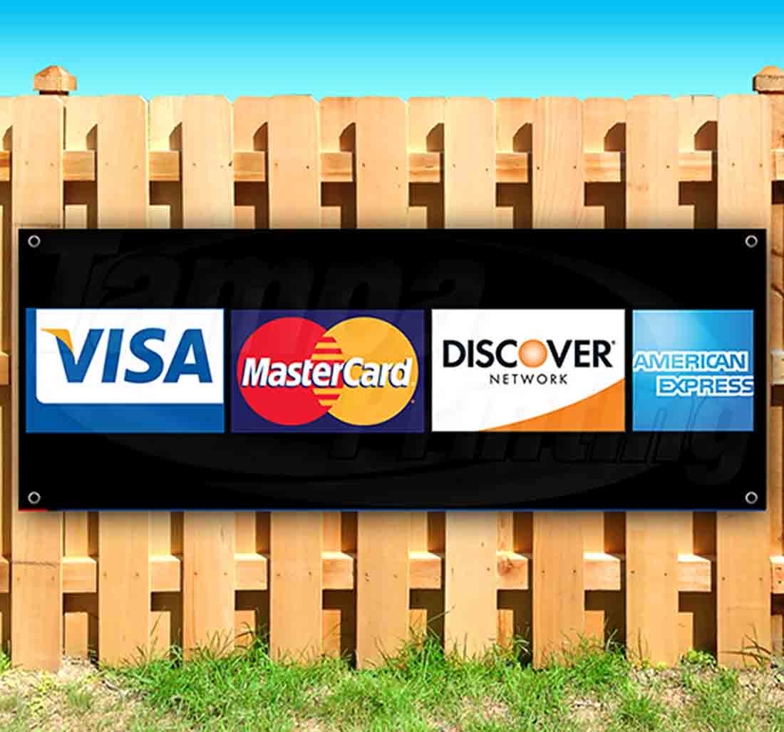 Credit Cards Logos 13 oz Vinyl Banner With Metal Grommets - Walmart.com