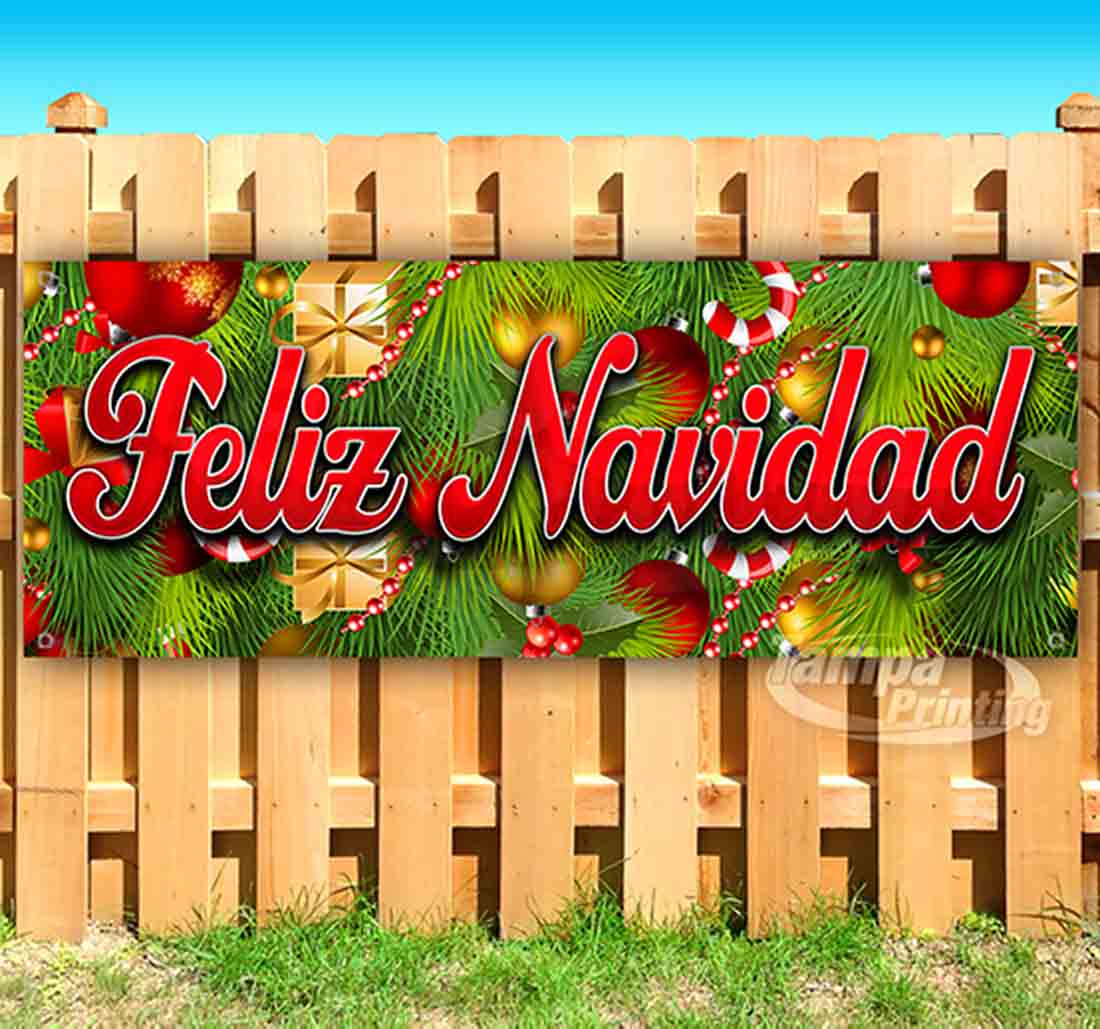 Feliz Navidad 13 oz Vinyl Banner With Metal Grommets - Walmart.com