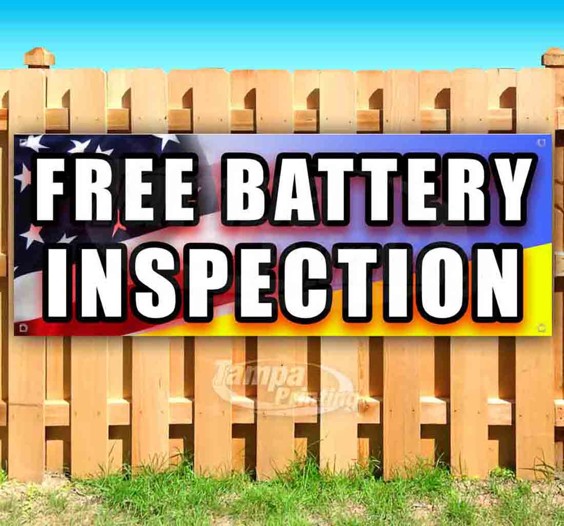 Free Battery Inspection 13 oz Vinyl Banner With Metal Grommets ...