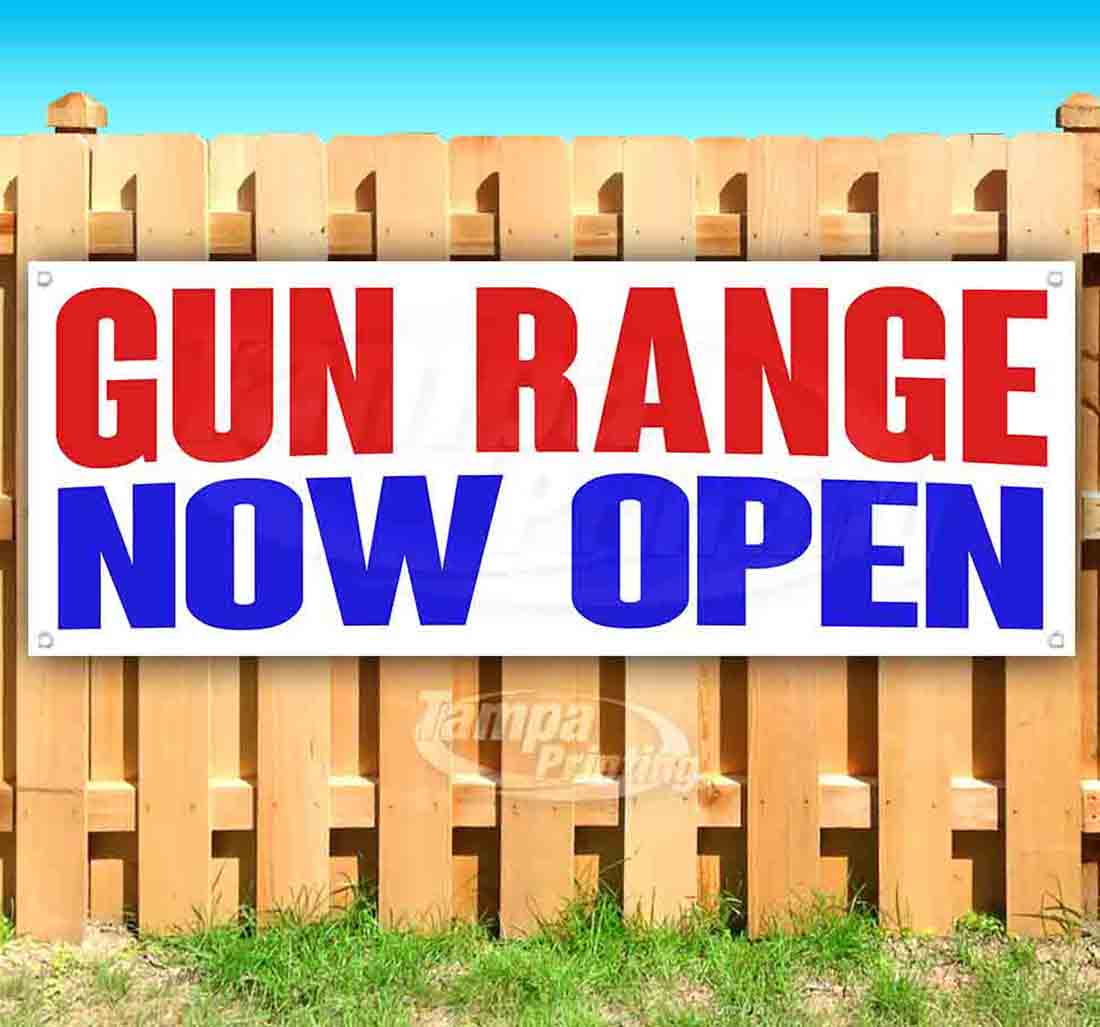 Gun Range Now Open 13 oz Vinyl Banner With Metal Grommets - Walmart.com