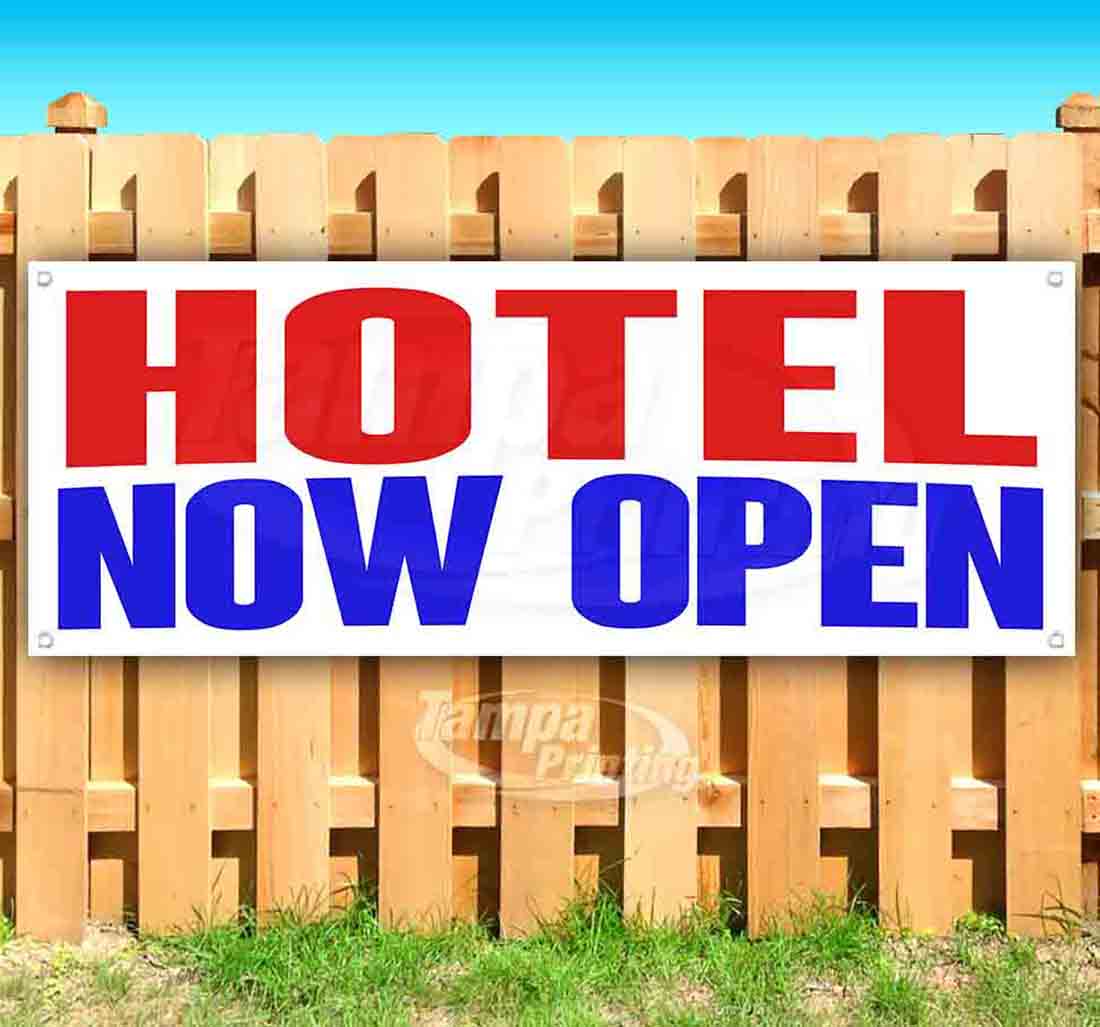 Hotel Now Open 13 oz Vinyl Banner With Metal Grommets - Walmart.com