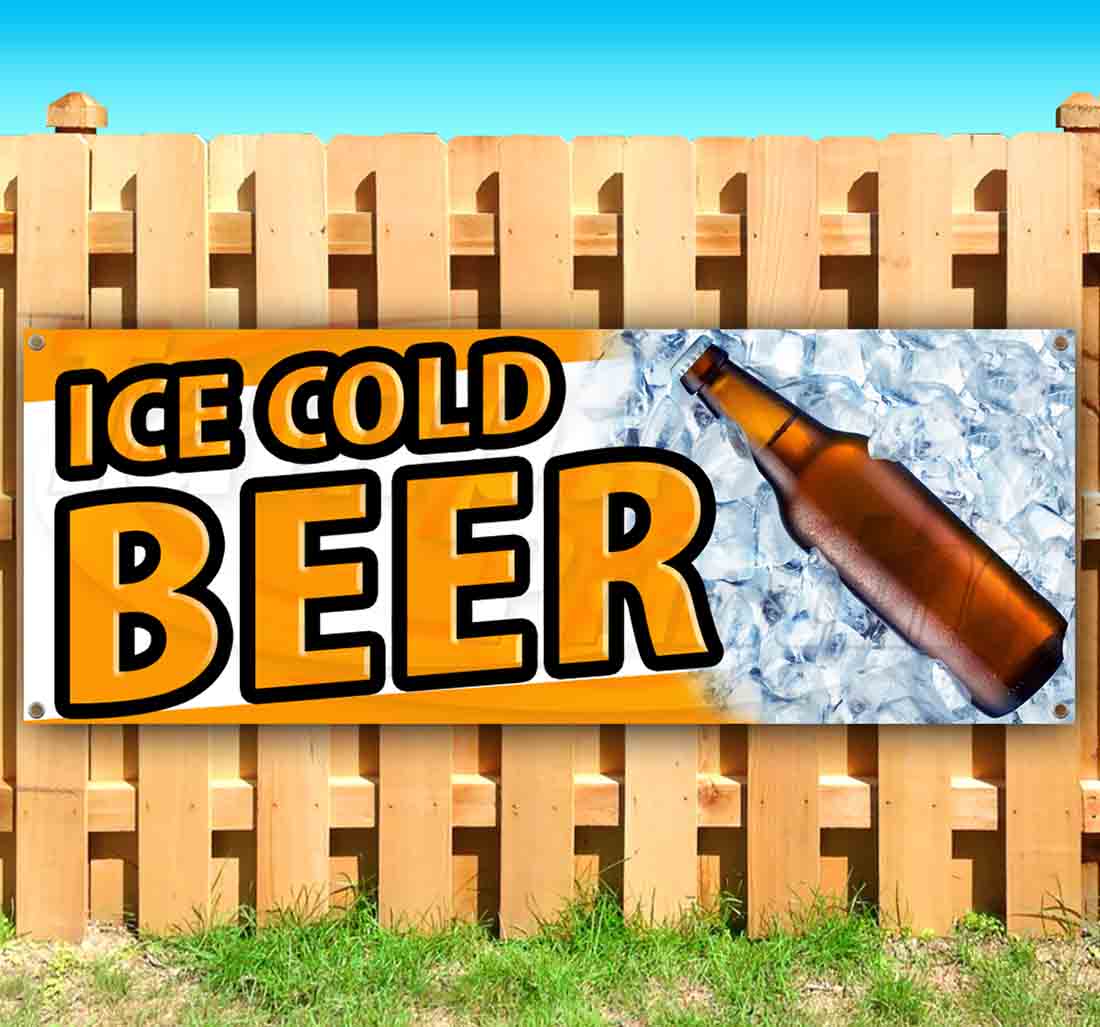 Ice Cold Beer 13 oz Vinyl Banner With Metal Grommets - Walmart.com