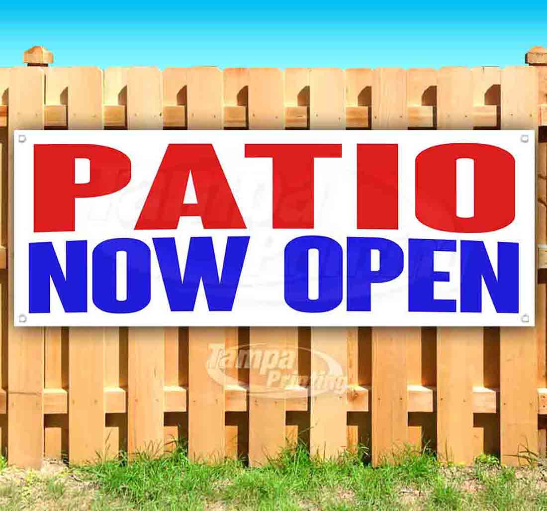 Patio Now Open 13 oz Vinyl Banner With Metal Grommets - Walmart.com